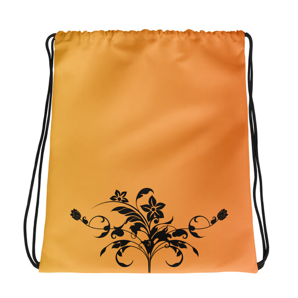 Floral Filigree Bouquet Orange Drawstring Bag – My Oh Miscellaneous