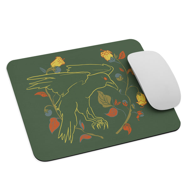 Retro Style Raven Green Bird Mouse Pad 8.7″ × 7.1″ – My Oh Miscellaneous